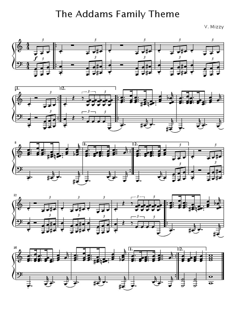 Addams Family Theme Sheet Music PDF | PDF