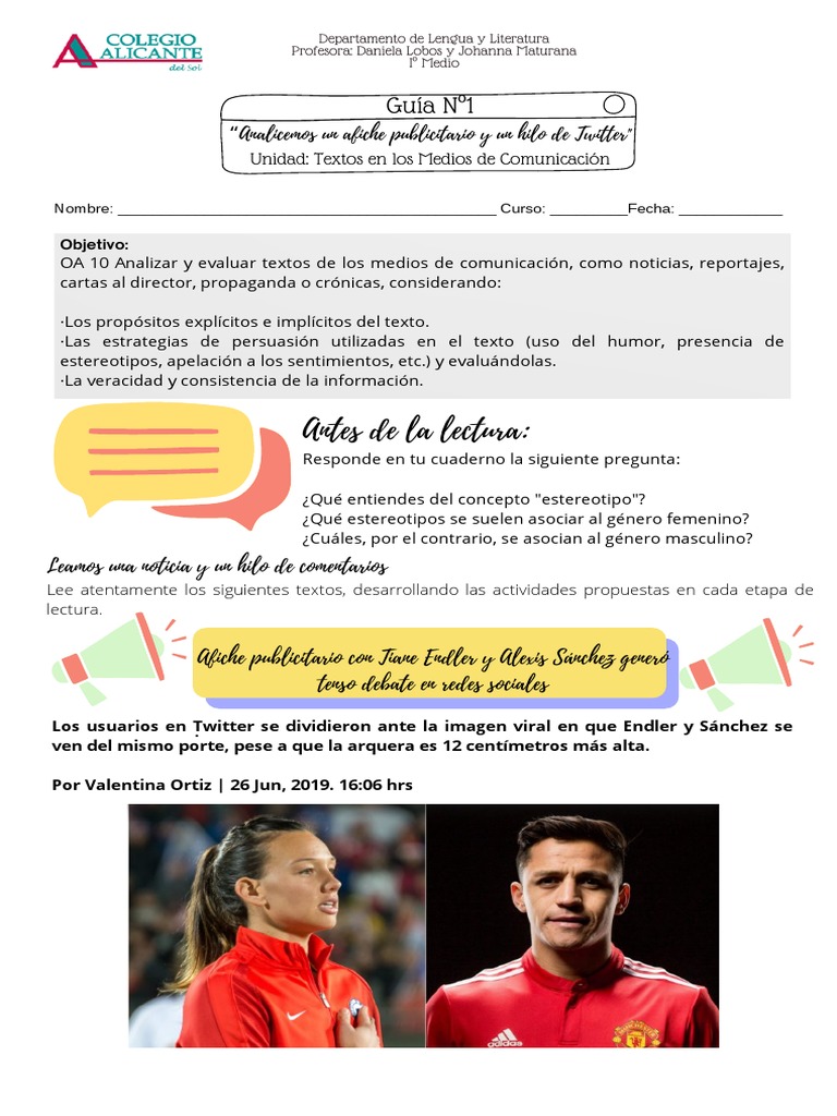 1°m - Guía Textos en Los Medios de Comunicación | PDF | Medios de ...