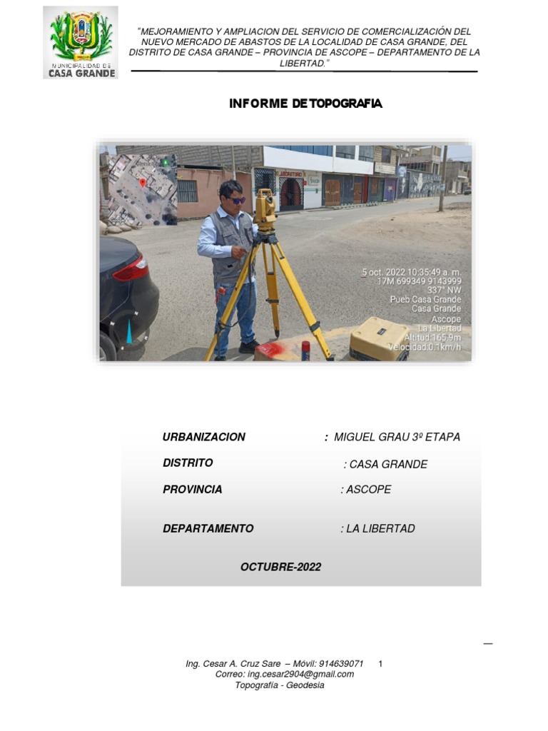 Informe Topografico | PDF | Topografía | Metrología