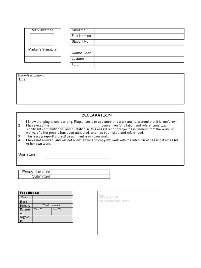 Plagiarism Declaration | PDF