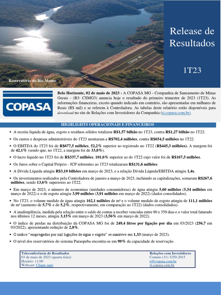 Copasa | PDF | Dividendo | Economias
