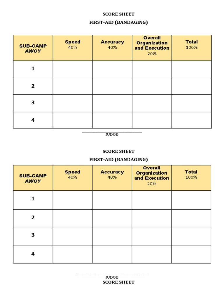 Score Sheet Gsp Pdf First Aid Emergency Medical Services