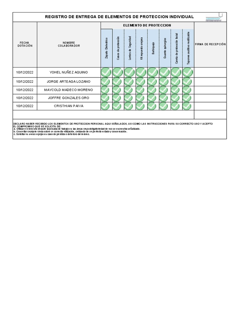 Formato Entrega de EPP y Ropa de Trabajo Final | PDF | Moda | Ropa