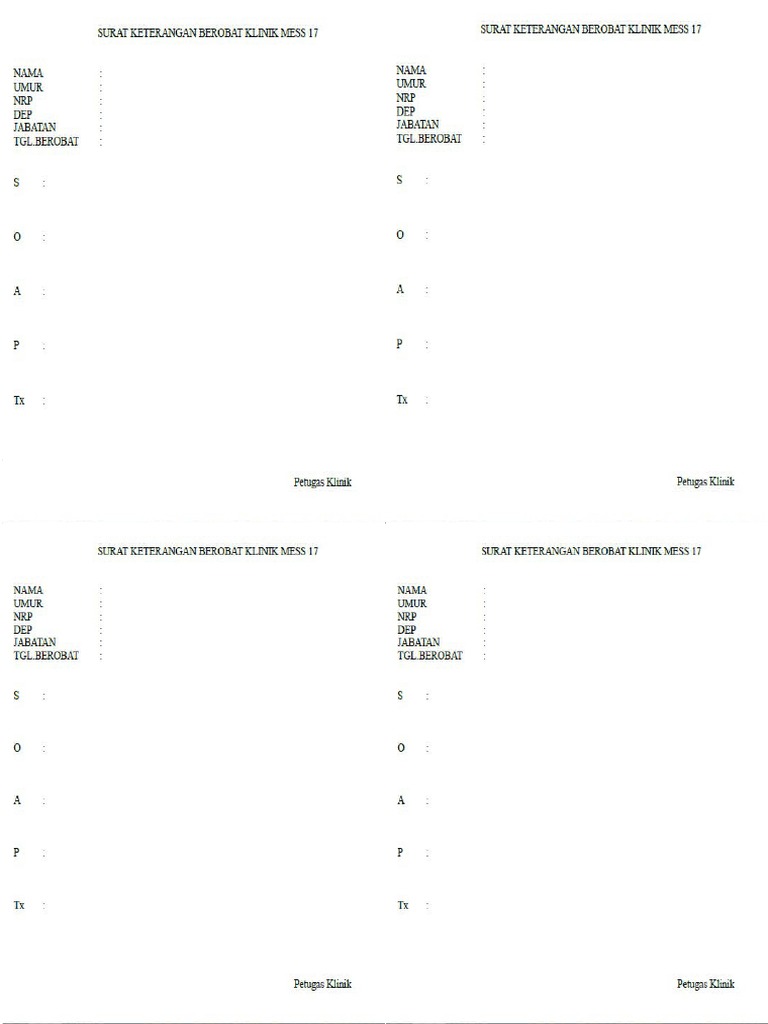 Form Surat keterangan Berobat | PDF
