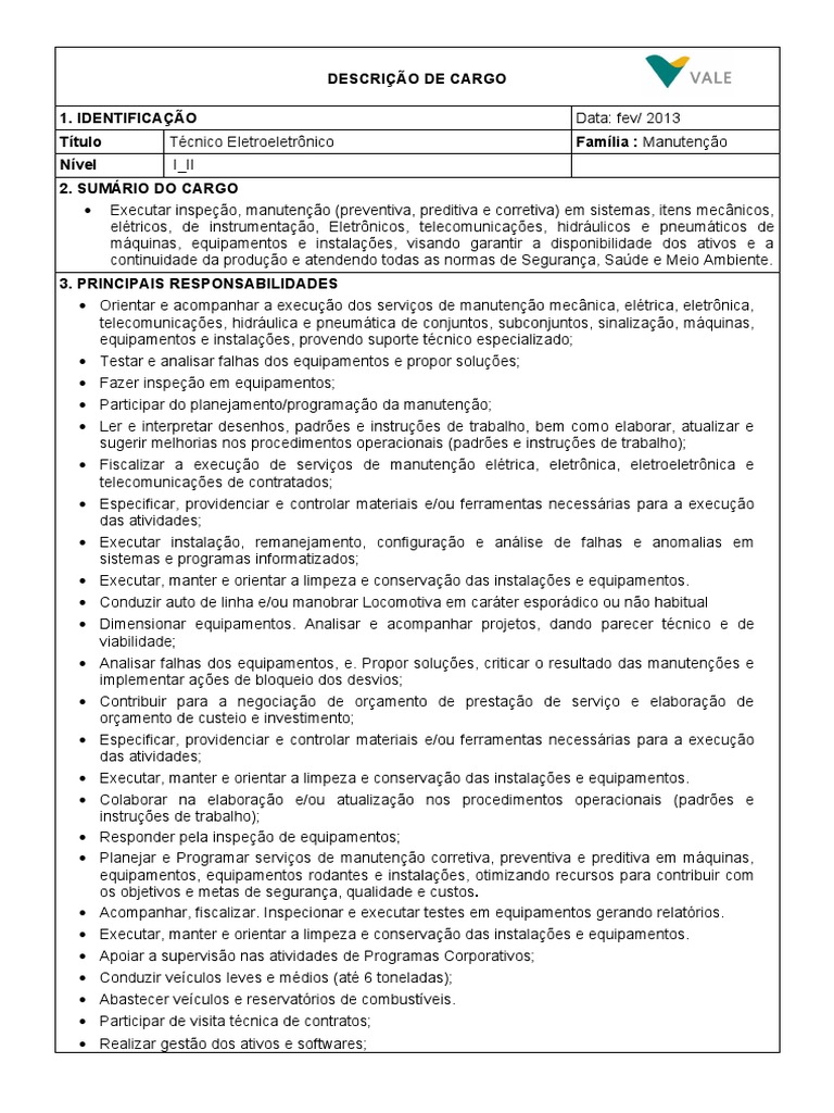 Funções do Técnico Eletroeletrônico | PDF | Engenharia de Controle ...