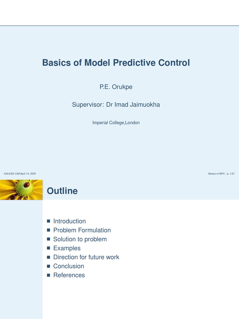Basics of MPC | PDF | Mathematical Optimization | Control Theory