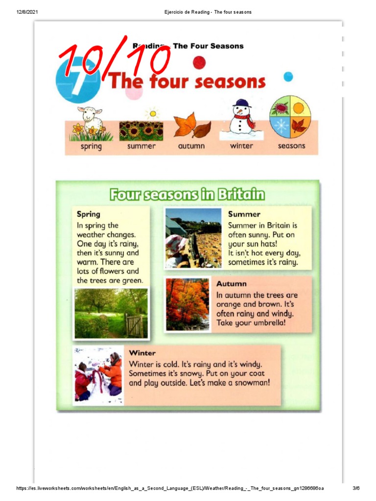 Compro Ejercicio de Reading - The Four Seasons | PDF