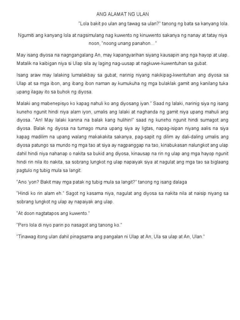 Alamat NG Ulan | PDF