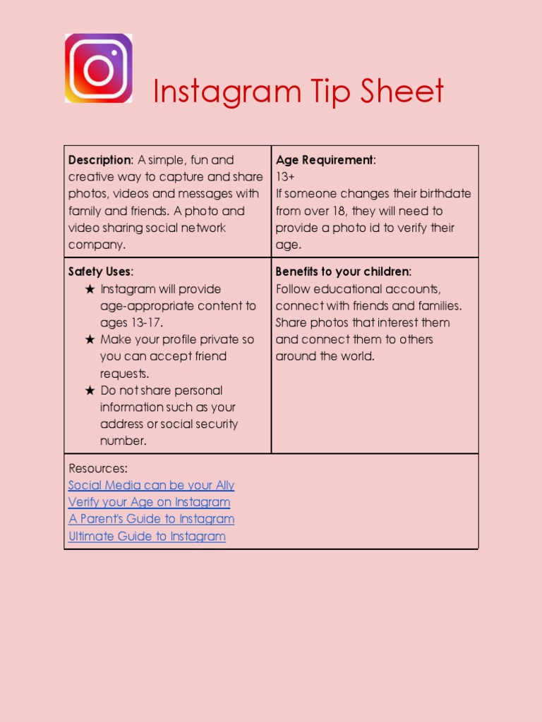 Instagram Tip Sheet | PDF