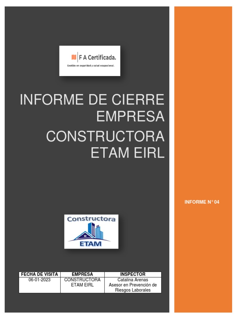 Informe Cierre Etam | PDF