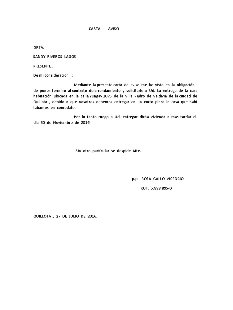 Carta Aviso | PDF
