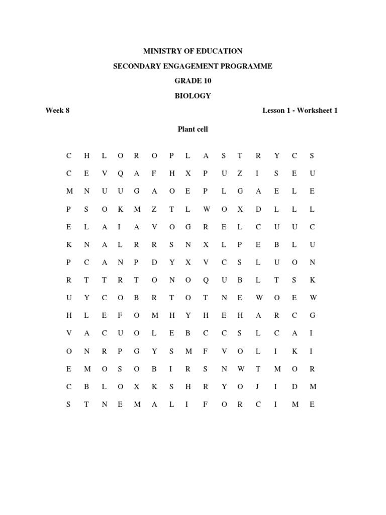 Grade 10 Biology Week 8 Lesson 2 Worksheet 1 and Solutions | PDF ...