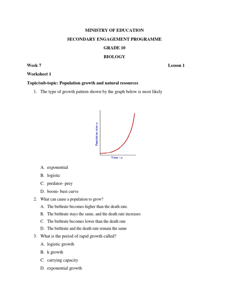 Grade 10 Biology Week 7 Lesson 1 Worksheet 1 and Solutions | PDF ...