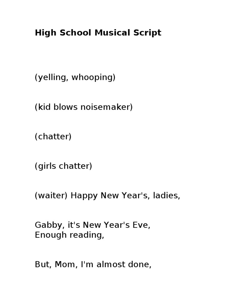 High School Musical Script | Leisure | Entertainment (General)