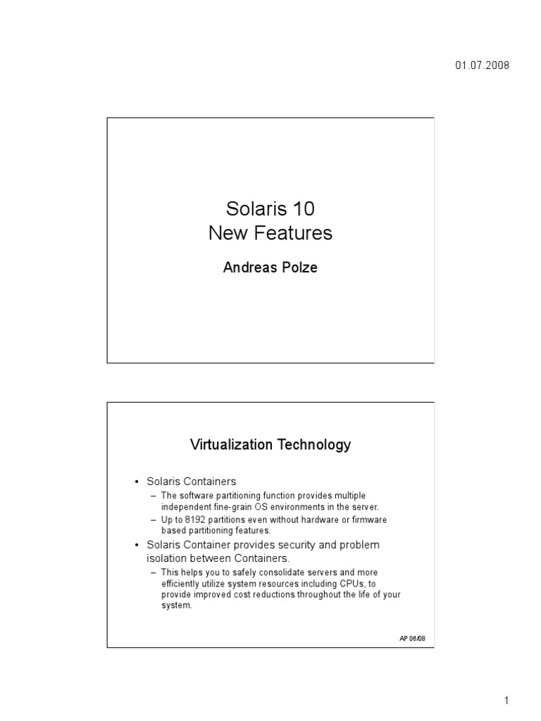 Solaris 10 New Features: Andreas Polze | PDF | File System | Scheduling ...