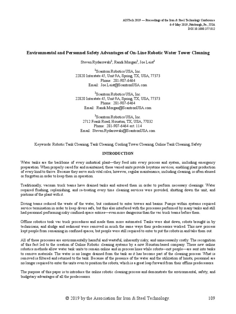 Environmental and Personnel Safety Advantages of On-Line Robotic Water ...