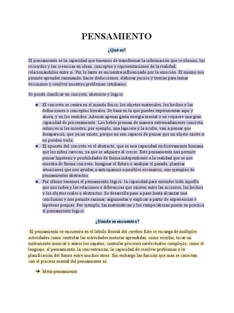 Pensamiento PDF | Descargar gratis PDF | Pensamiento | Mente