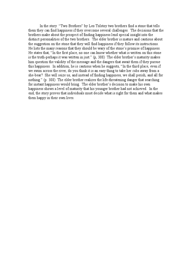 Two Brothers Character Analysis | PDF | Young Adult