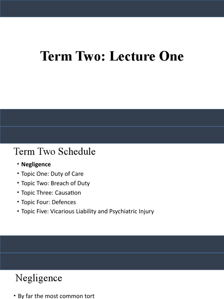 Term Two Lecture One (Autosaved) | PDF | Negligence | Ethical Principles