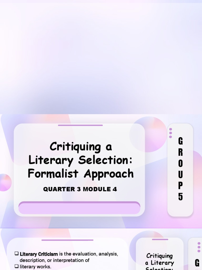 FORMALIST-APPROACH.pptx | PDF | Narration | Plot (Narrative)