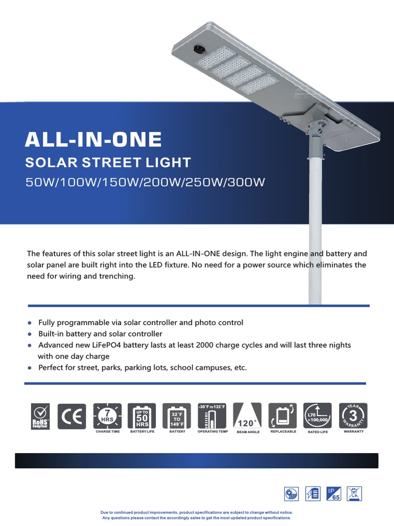 ALL-IN-ONE SOLAR STREET LIGHT | PDF | Solar Panel | Street Light