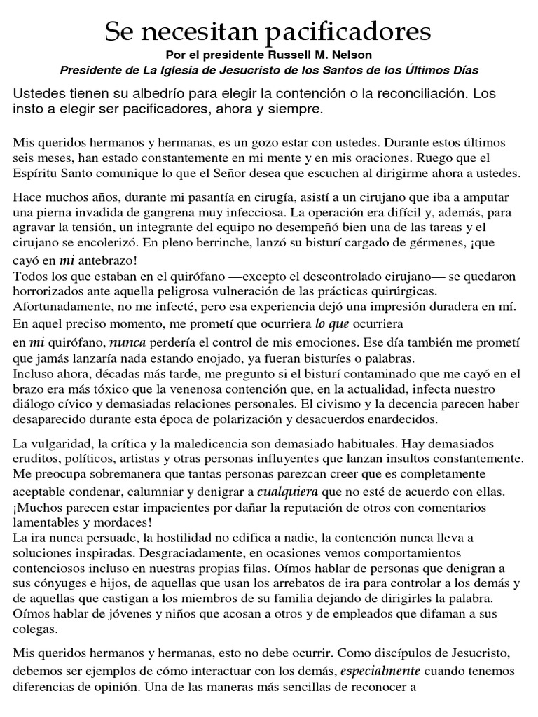 Ser Pacificadores en Tiempos Difíciles | PDF | Jesús | Cristo (título)