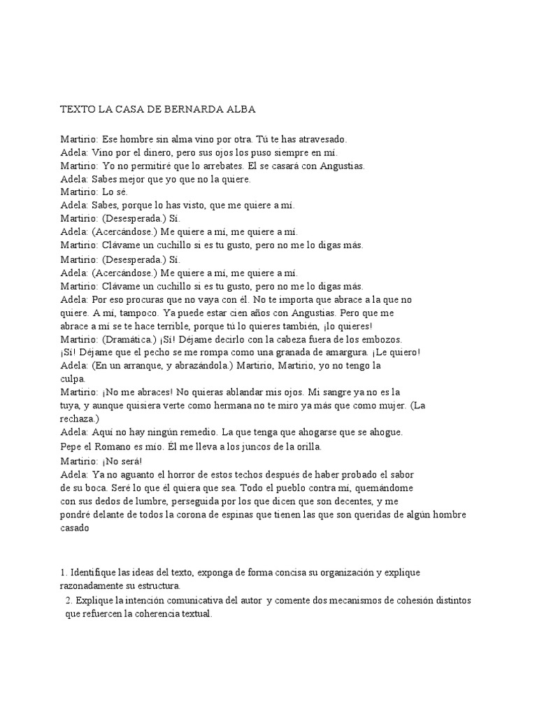 TEXTO LA CASA DE BERNARDA ALBA.docx | PDF