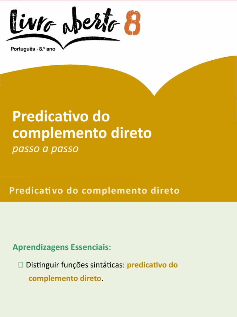 Predicativo Do Complemento Direto | PDF | Assunto (gramática) | Linguística