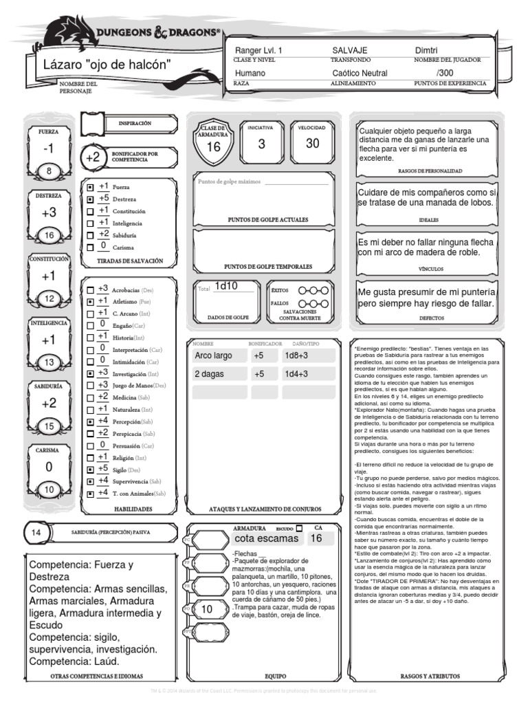 PJ Explorador Optimizado D&D 5e | PDF