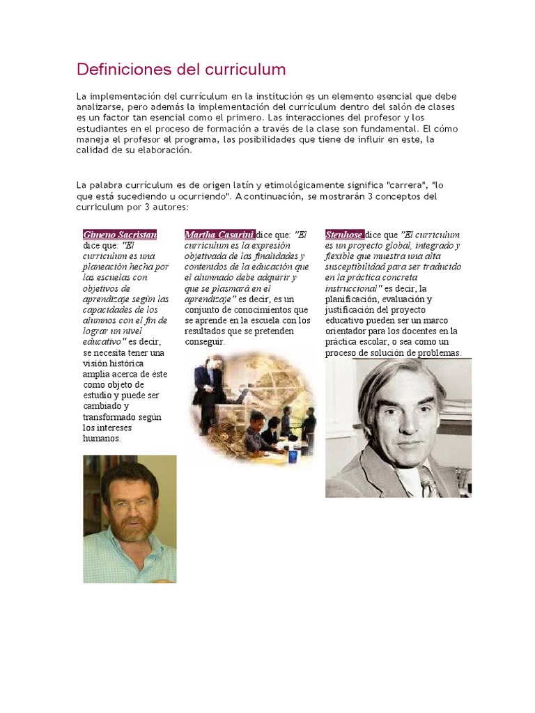 Definiciones Del Curriculum | PDF | Plan de estudios | Enseñando