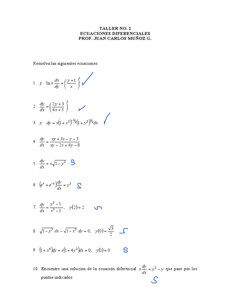 Taller No.2 PDF | PDF | Ecuaciones | Intervalo (Matemáticas)