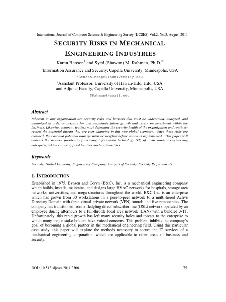 Security Risks in Mechanical Engineering Industries | PDF | Computer ...