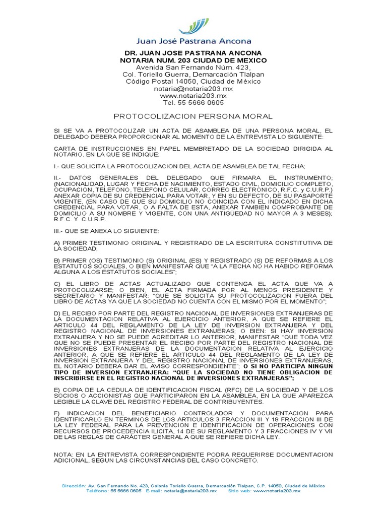 PROTOCOLIZACION PERSONA MORAL | PDF | Justicia | Crimen y violencia