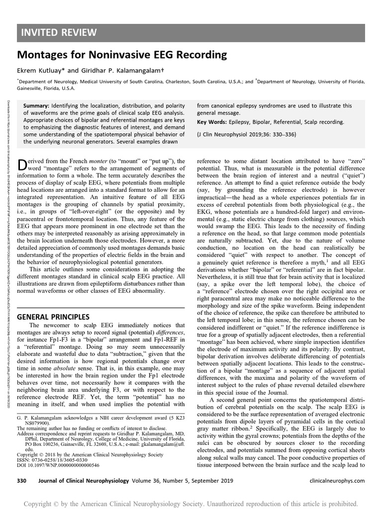 Montages For Noninvasive EEG Recording.3 PDF | PDF ...
