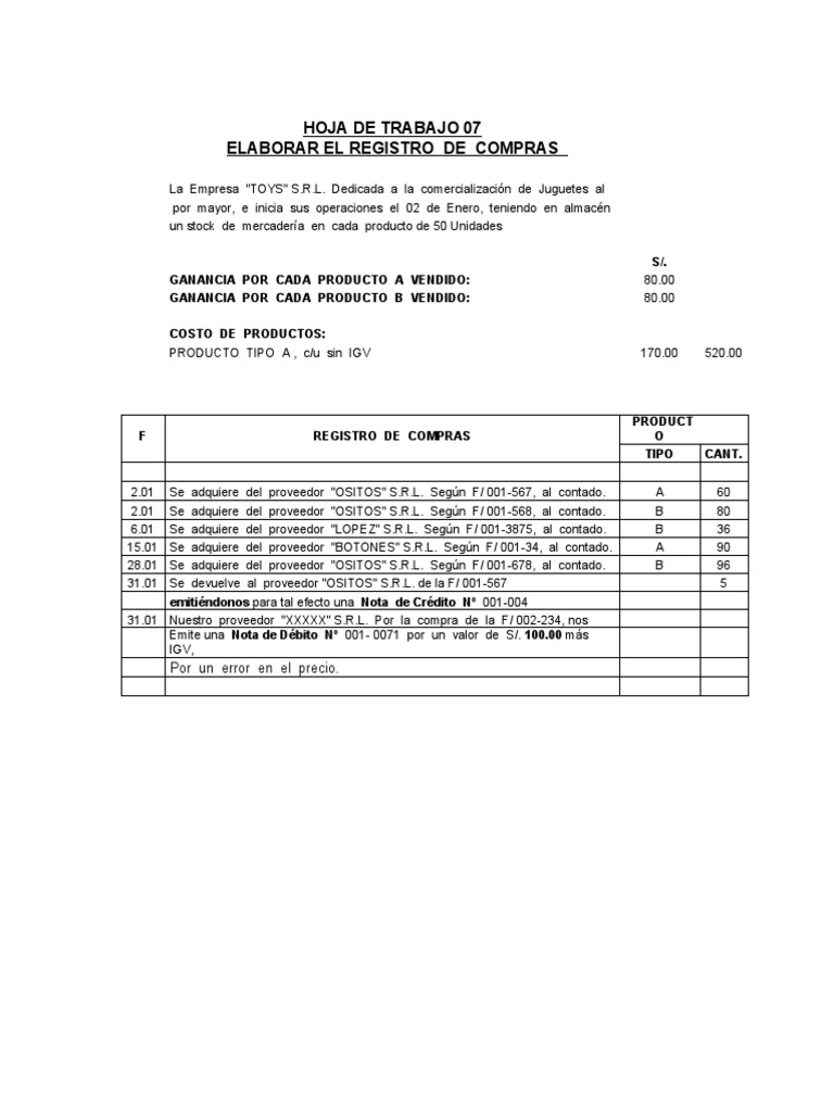 REGISTRO DE COMPRAS | PDF