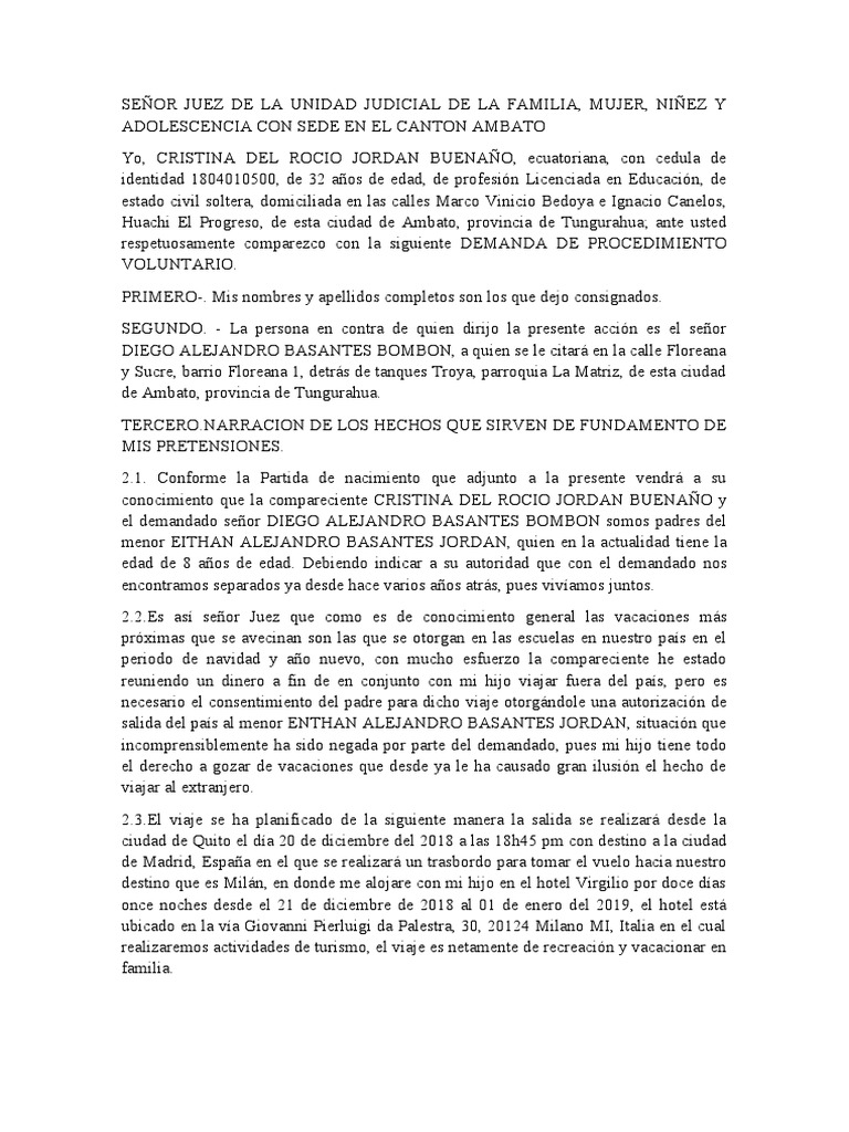 Demanda de salida del país menor Ambato | PDF | Deportes | Derechos de ...