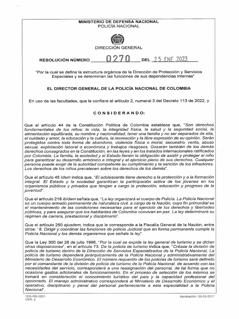 Resolución No 0270 Del 25012023 Estructura DIPRO | PDF