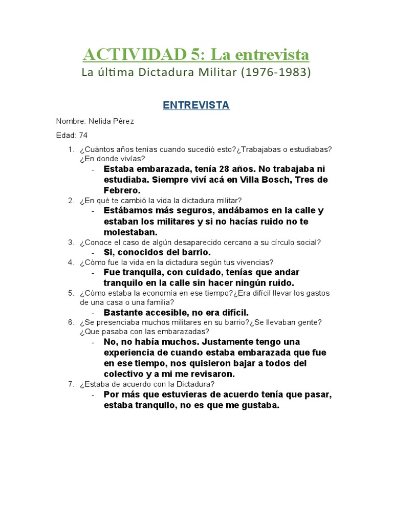 ACTIVIDAD 5 La Entrevista | PDF