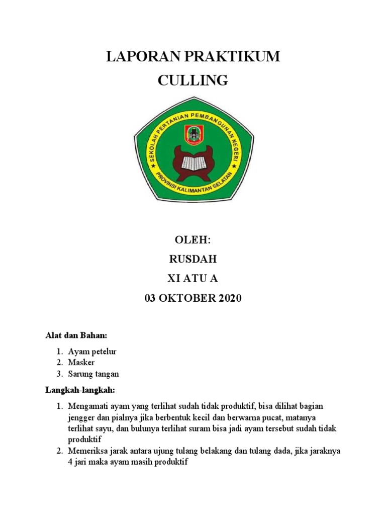 Culling Ayam Petelur Tidak Produktif | PDF