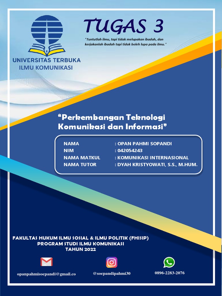 Tugas 3 Komunikasi Internasional - Opan Pahmi Sopandi (042054243) | PDF