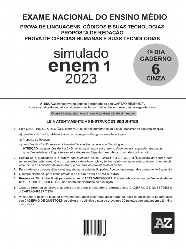Simulado ENEM 1 - 1º Dia - 2023 | PDF