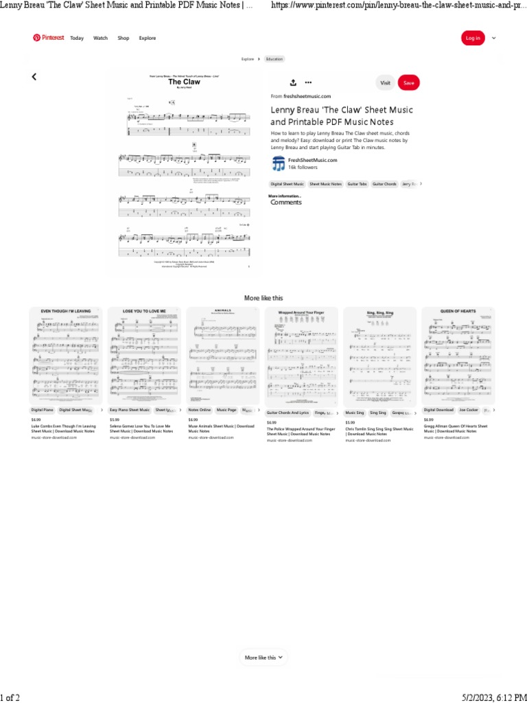How to Learn Lenny Breau's 'The Claw' Through Sheet Music and Printable ...