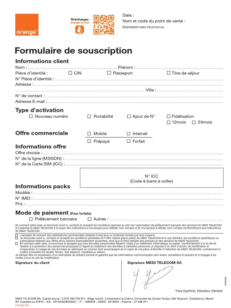 Formulaire de Souscription | PDF | Facture | Banques