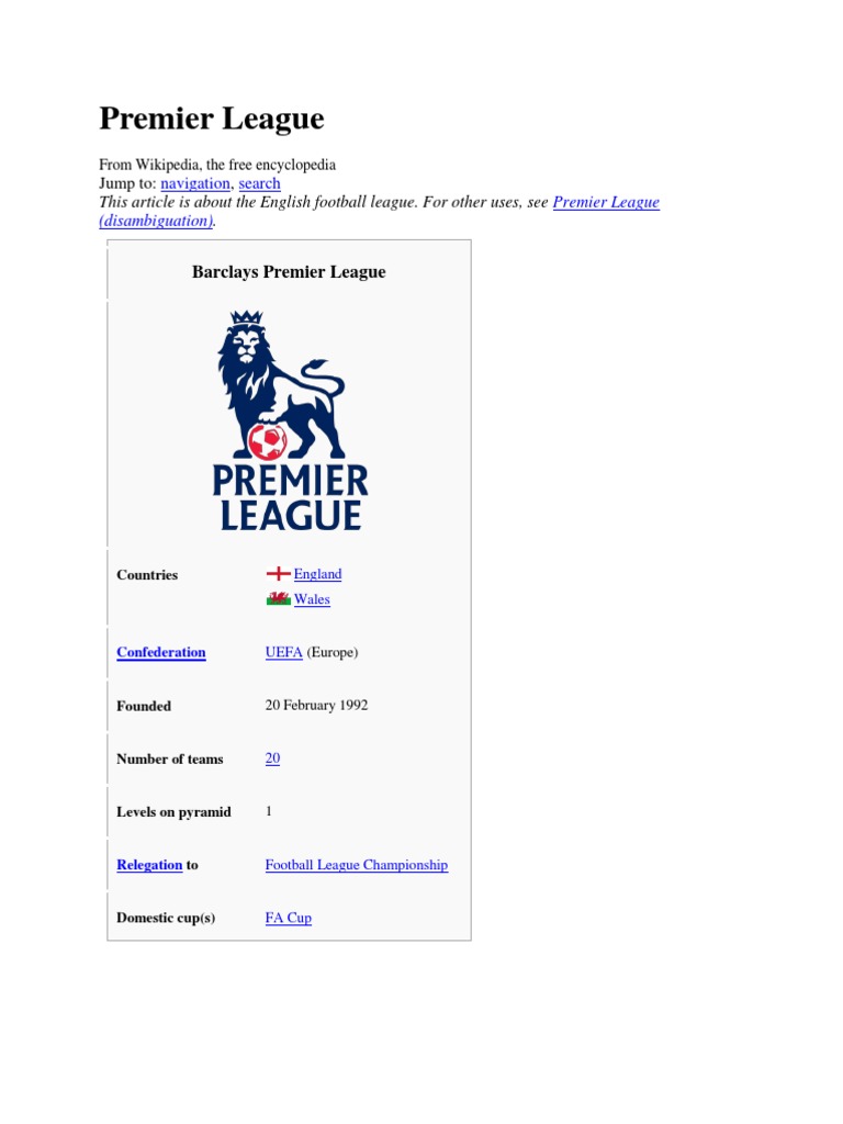 Premier League | PDF | Premier League | Uefa Champions League