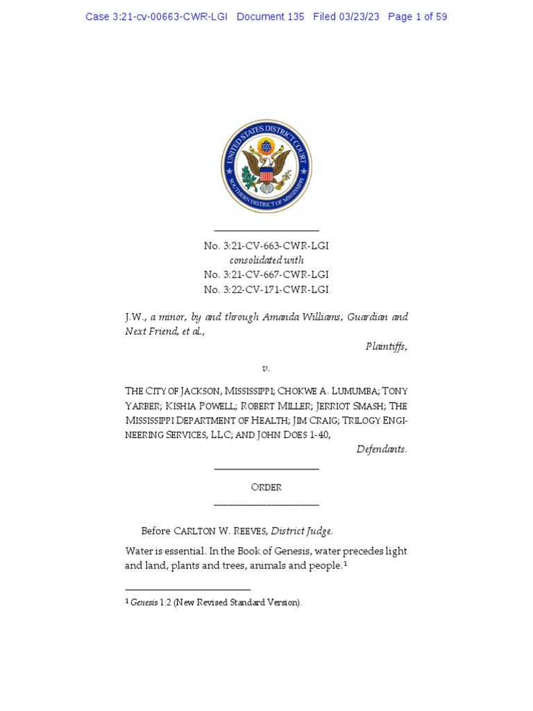 Order by U.S. District Court Judge Carlton Reeves | PDF | Fourteenth ...