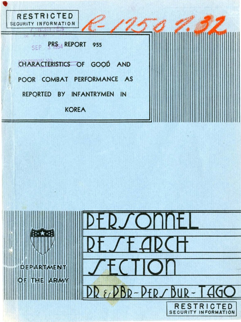 PRS Report 955 - Characteristics of Good and Poor Combat Performance As ...