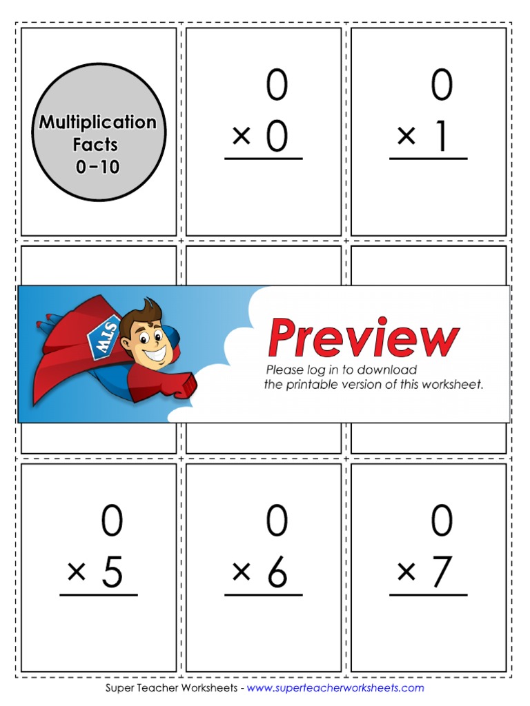 Multiplication Facts 0 10 Flashcards PDF | PDF