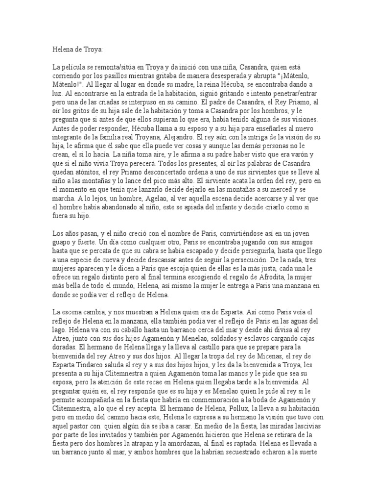 Resumen de Helena de Troya | PDF | Helena de Troya | París (mitología)