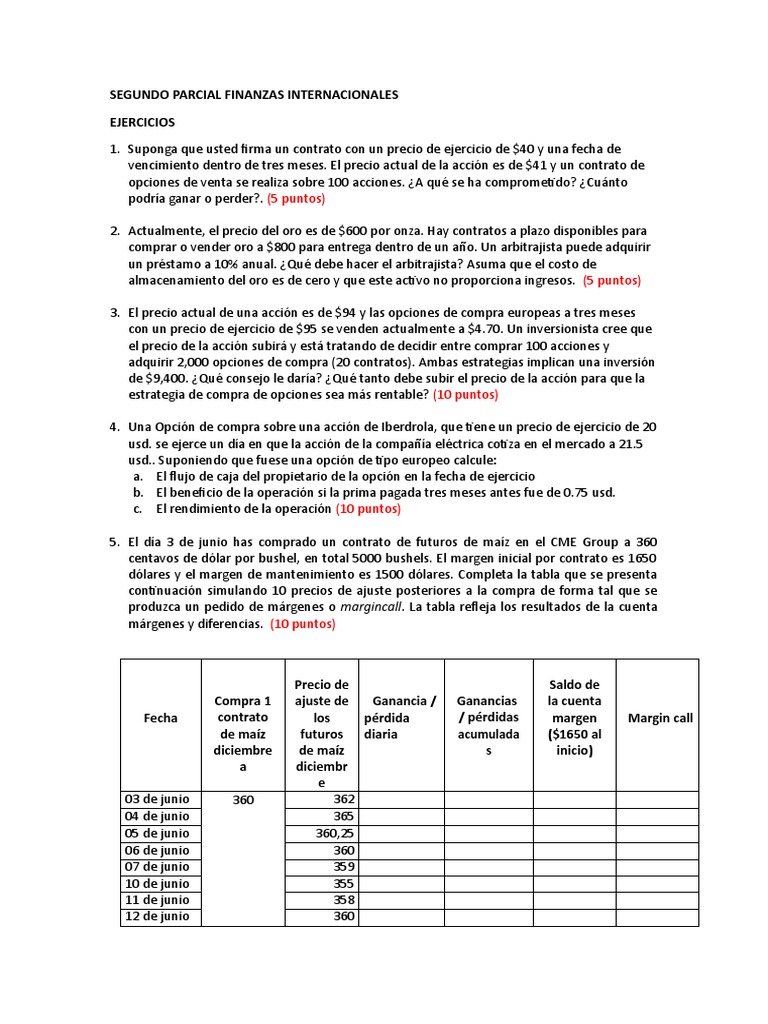 Ejercicios de Finanzas Internacionales | PDF | Opción (Finanzas ...