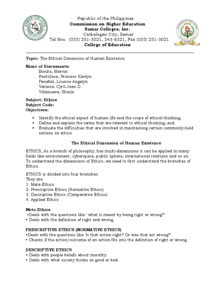 CHAPTER 1 Ethics Handout | PDF | Morality | God